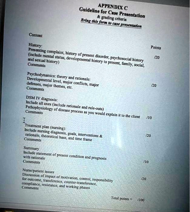 texts appendix c grading criteria guidelines for case presentation bring this form to case ...