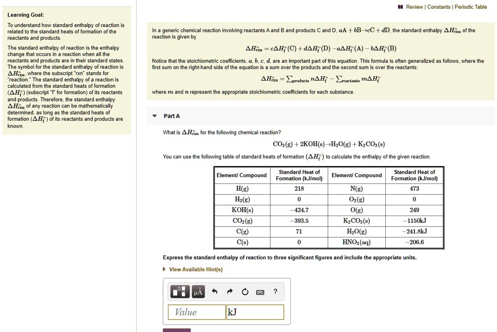 revie constants periodic table learning goal to understand how standard enthalpy of reaction ...