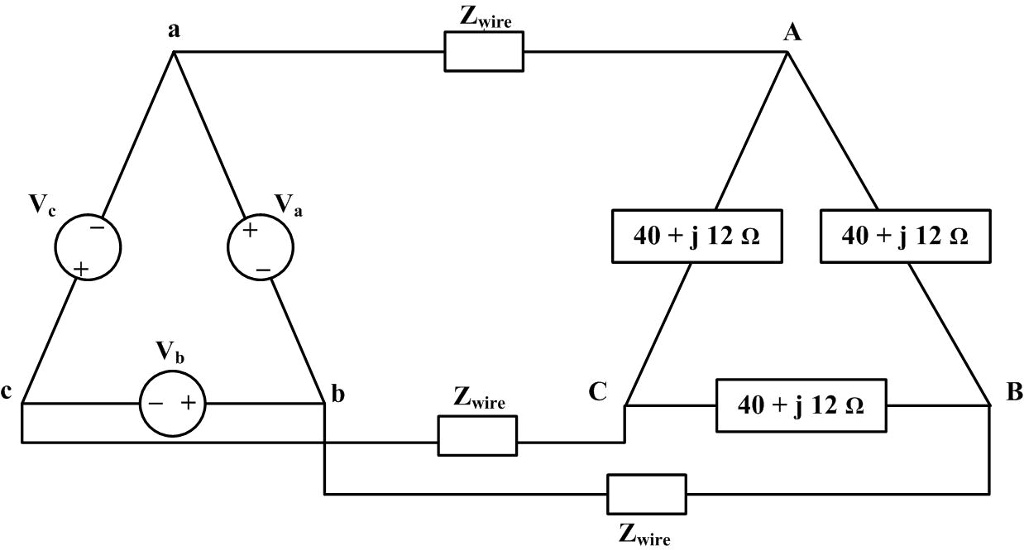 The circuit below shows a three-phase delta generator supplying power ...