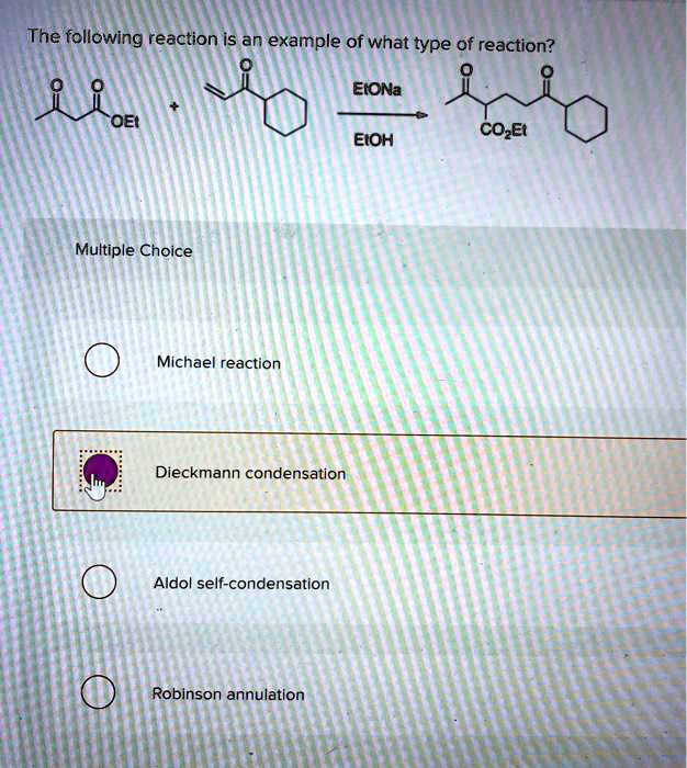 SOLVED: The following reaction is an example of what type of reaction ...