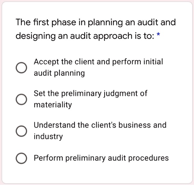 the first phase in planning an audit and designing an audit approach is ...