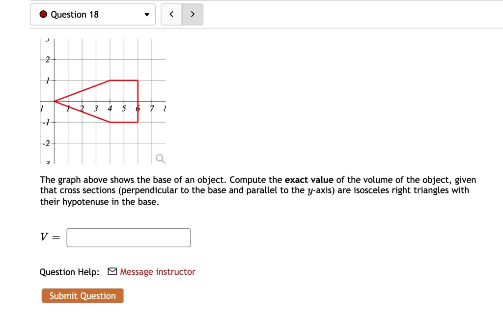 SOLVED: Question 18 The graph above shows the base of an object. Compute the exact value of the ...