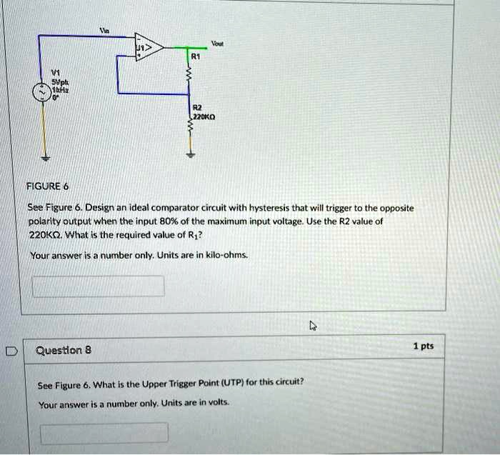 SOLVED: Figure 6 See Figure. Design an ideal comparator circuit with hysteresis that will ...