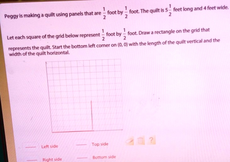 SOLVED Foot The Qullt Is 5 Feet Long And 4 Feet Wide Peggy Is