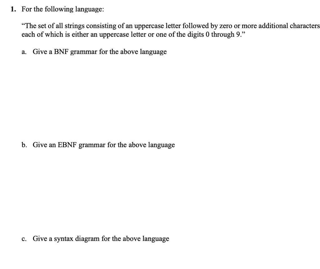 Solved 1for The Following Language The Set Of All Strings 3151