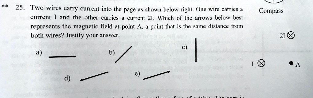 SOLVED: ** 25 Two wires carry current into the page as shown below ...