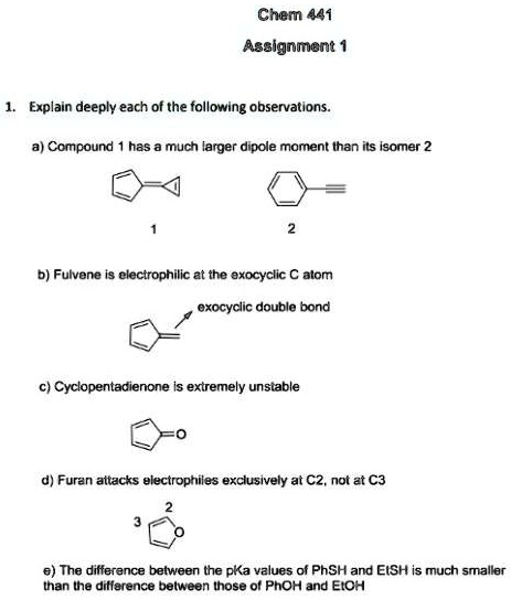 chem 441 assignment explain deeply each of the following observatlons ...