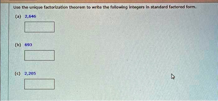 Solved Use The Unique Factorization Theorem To Write The Following