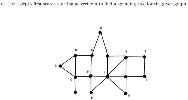 SOLVED: Use a depth first search starting at vertex a to find a ... SOLVED: Use a depth first search starting at vertex a to find a ...