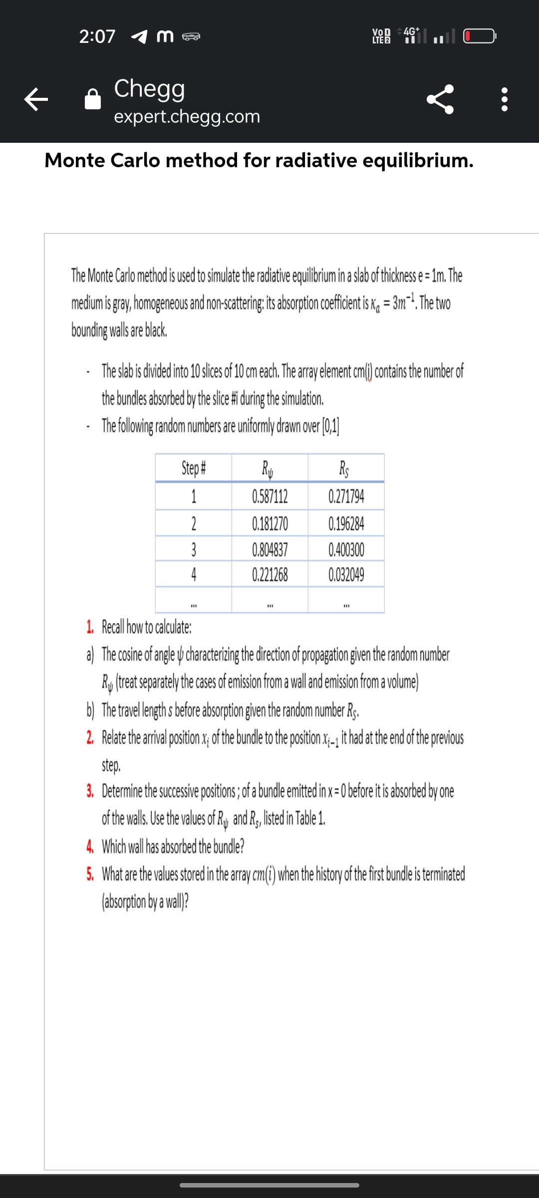The Monte Carlo method is used to simulate the radiative equillbrium in ...
