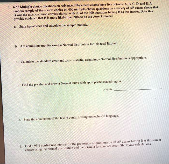 advanced placement exams have five options a b c dand ea 658 multiple choice questions on random ...