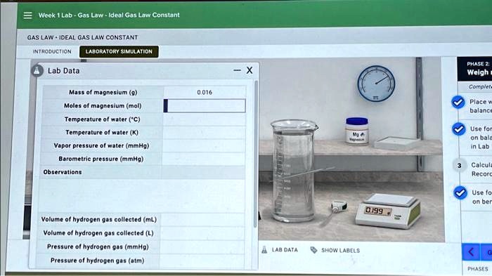 Week 1 Lab - Gas Law - Ideal Gas Law Constant GAS LAW - IDEAL GAS LAW ...