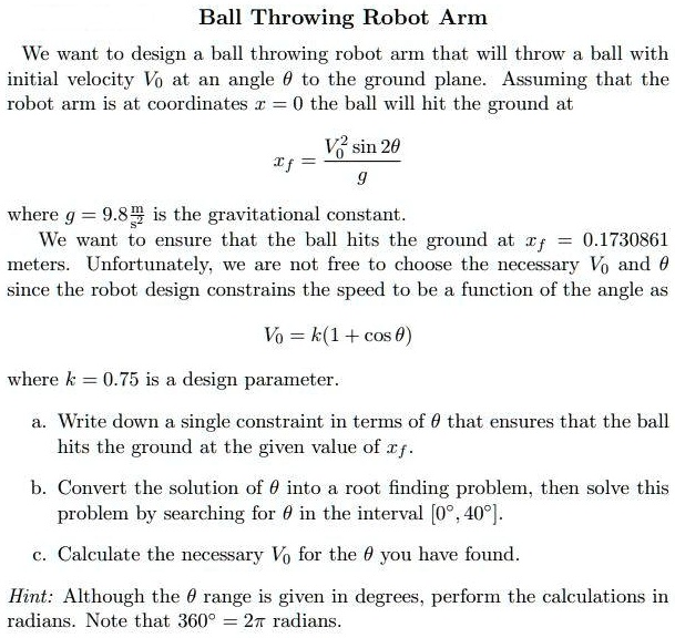 ball throwing robot arm we want to design a ball throwing robot arm ...