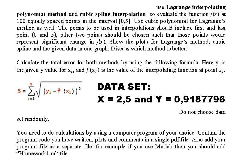 Solved Please Help With This Work Use The Lagrange Interpolating