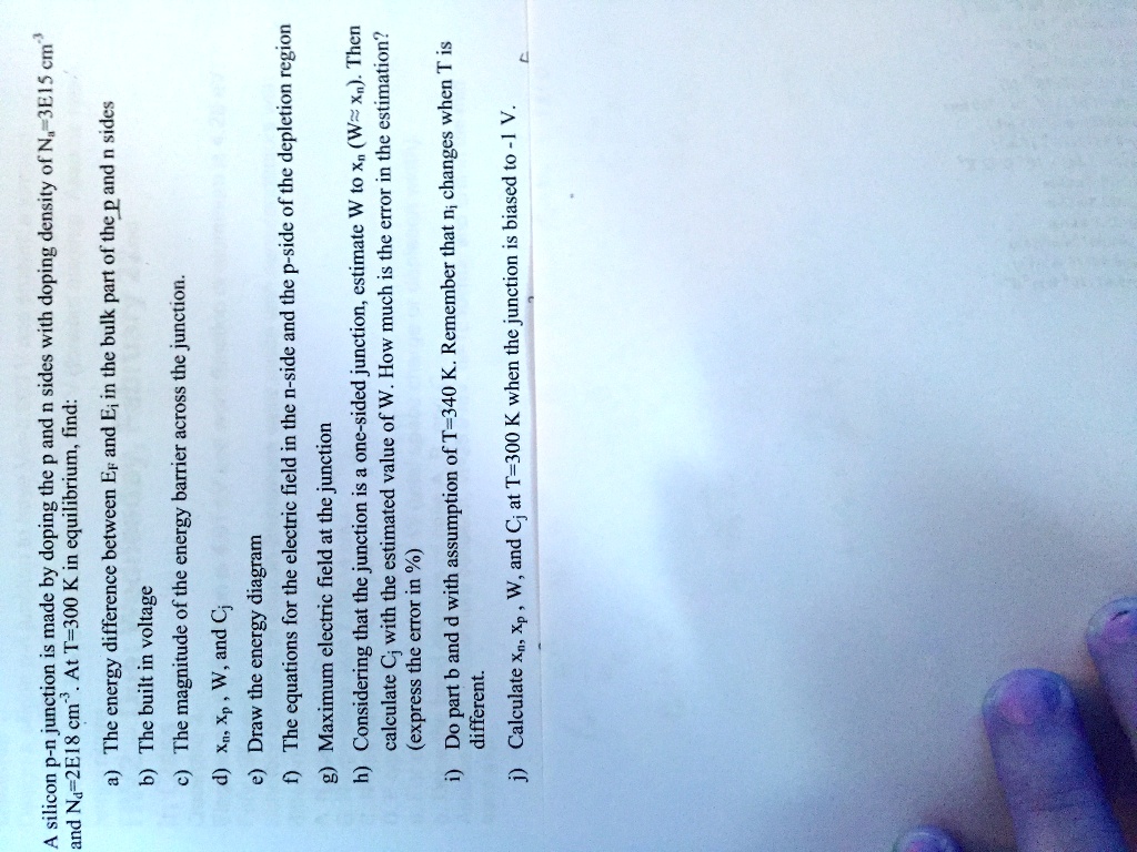 SOLVED: A silicon p-n junction is made by doping the p and n sides with ...