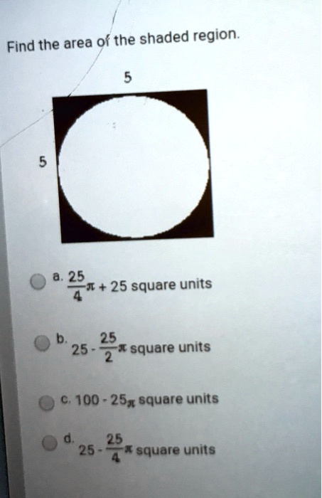 SOLVED:Find the area of the shaded region 25x + 25 square units 25 25 ...