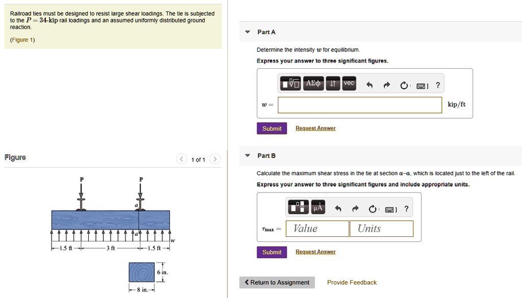 Railroad ties must be designed to resist large shear loadings. The tie ...