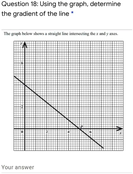 SOLVED: Question 18: Using the graph, determine the gradient of the line The graph below shows ...