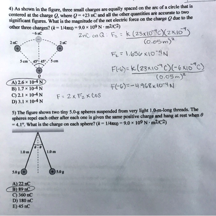 SOLVED: As shown in the figure, three small charges are equally spaced on the arc of a circle ...