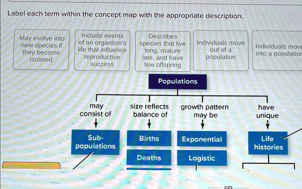 Label each term within the concept map with the appropriate description ...