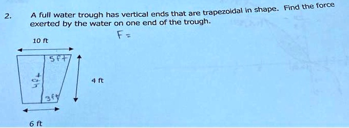 SOLVED: 4 feet is the vertical height in shape: Find the force A full ...