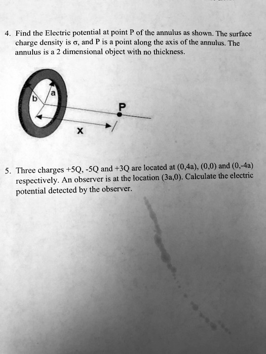 SOLVED: Find the Electric potential at point P of the annulus as shown ...