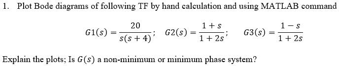 Solved Plot Bode Diagrams Of The Following Transfer Functions By Hand Calculation And Using The 2704