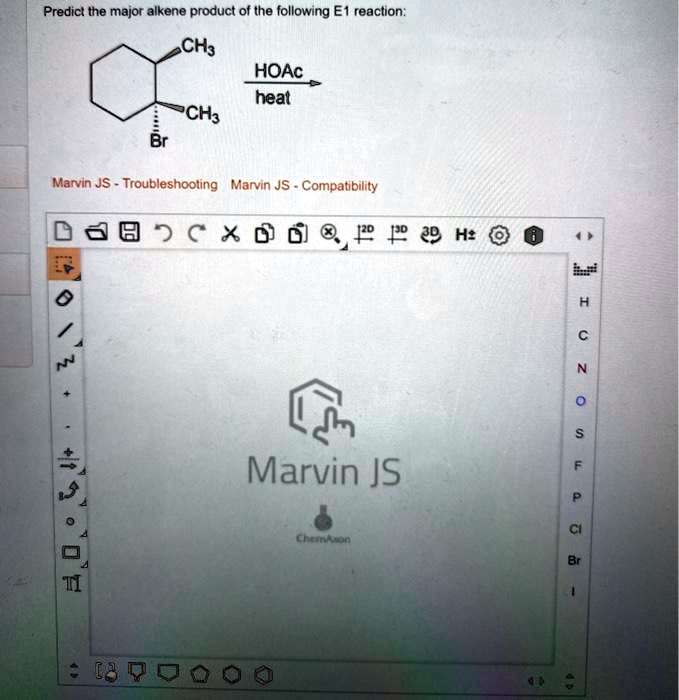 SOLVED: Predict the major alkene product of the following E1 reaction: CH3 HOAc heat Marvin JS ...