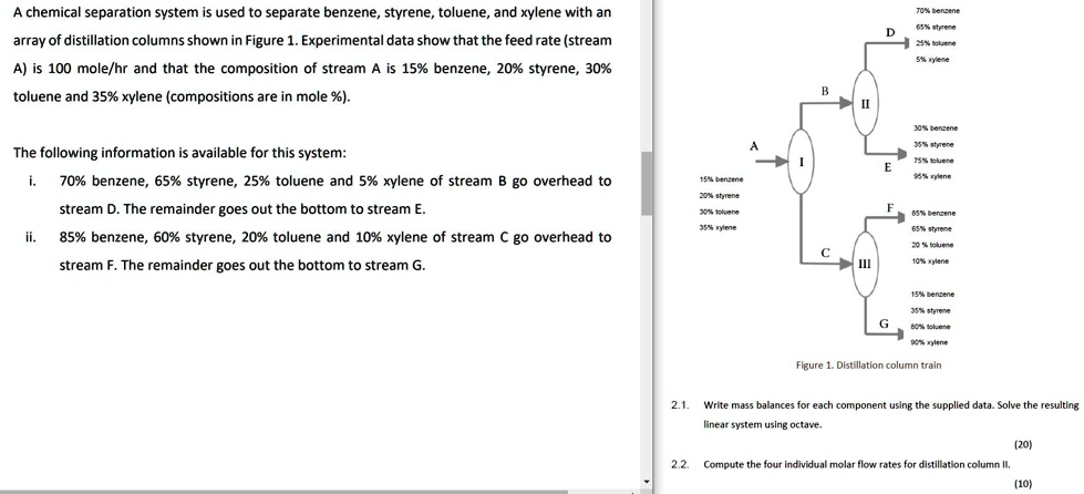 please answer using octave or matlab coding a chemical separation ... please answer using octave or matlab coding a chemical separation ...
