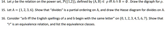 Solved Let P Be The Relation On The Power Set P12 Defined By Ab 4444
