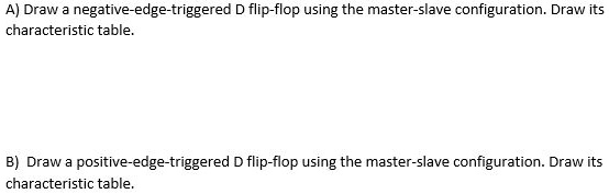 SOLVED: Characteristics Table. B) Draw a positive-edge-triggered D flip ...
