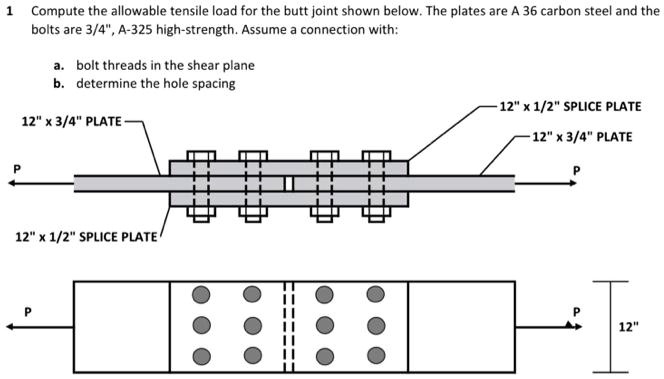 1 Compute the allowable tensile load for the butt joint shown below ...