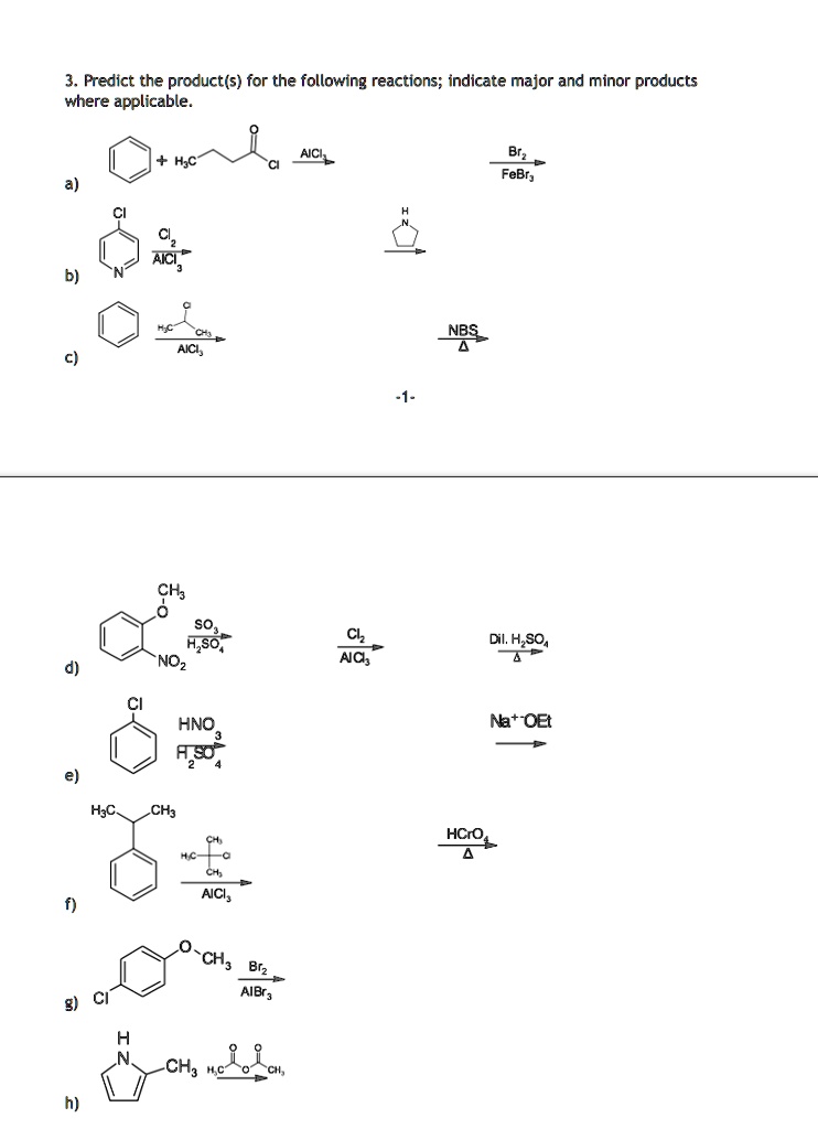 Solved 3 Predict The Product S For The Following Reactions