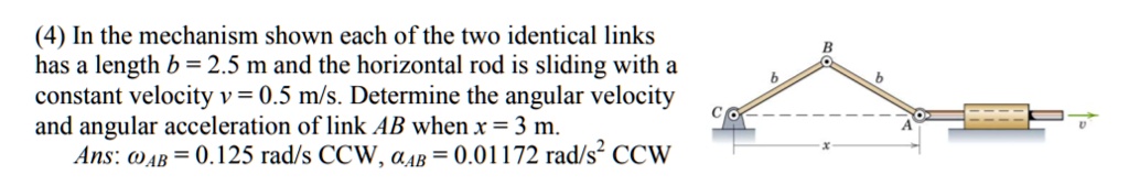 SOLVED: In the mechanism shown, each of the two identical links has a ...
