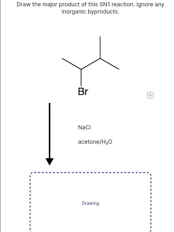 SOLVED: Draw the major product of this SN1 reaction. Ignore any inorganic byproducts. Draw the ...