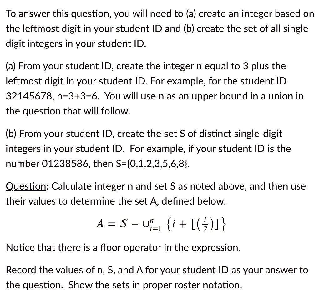 SOLVED: student id: 22135433 To answer this question, you will need to ...