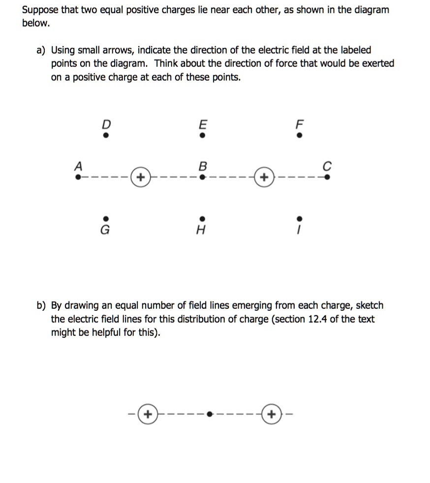 suppose that two equal positive charges lie near each other as shown in ...