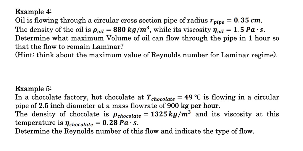 Example 4: Oil is flowing through a circular cross section...