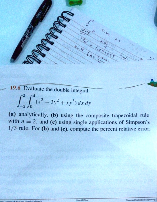 SOLVED:19.6 Evaluate the double integral EJ w- -312+)dxdv (a ...