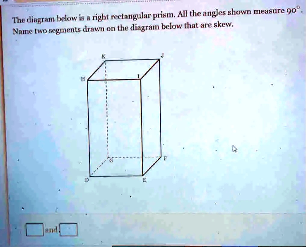 The diagram below is a right rectangular prism. All the angles shown ...
