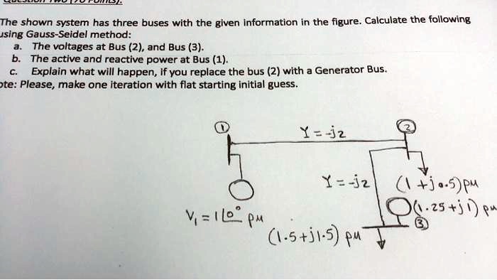 SOLVED: The shown system has three buses with the given information in the figure. Calculate the ...