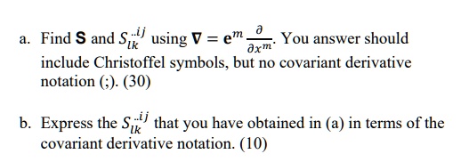 find s and sik using v you answer should oxm include christoffel ...