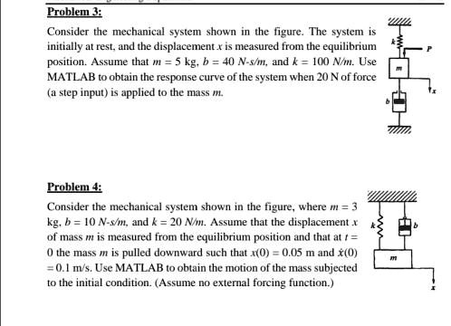 SOLVED: Problem 3: Consider the mechanical system shown in the figure. The system is initially ...