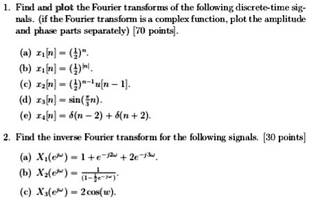 SOLVED: Find and plot the Fourier transforms of the following discrete ...