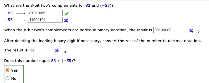 SOLVED: What are the 8-bit two's complements for 83 and 55)? 01010011 11001101 55 When the 8-bit ...