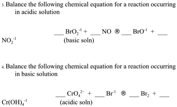 3. Balance the following chemical equation for a reaction occurring in ...