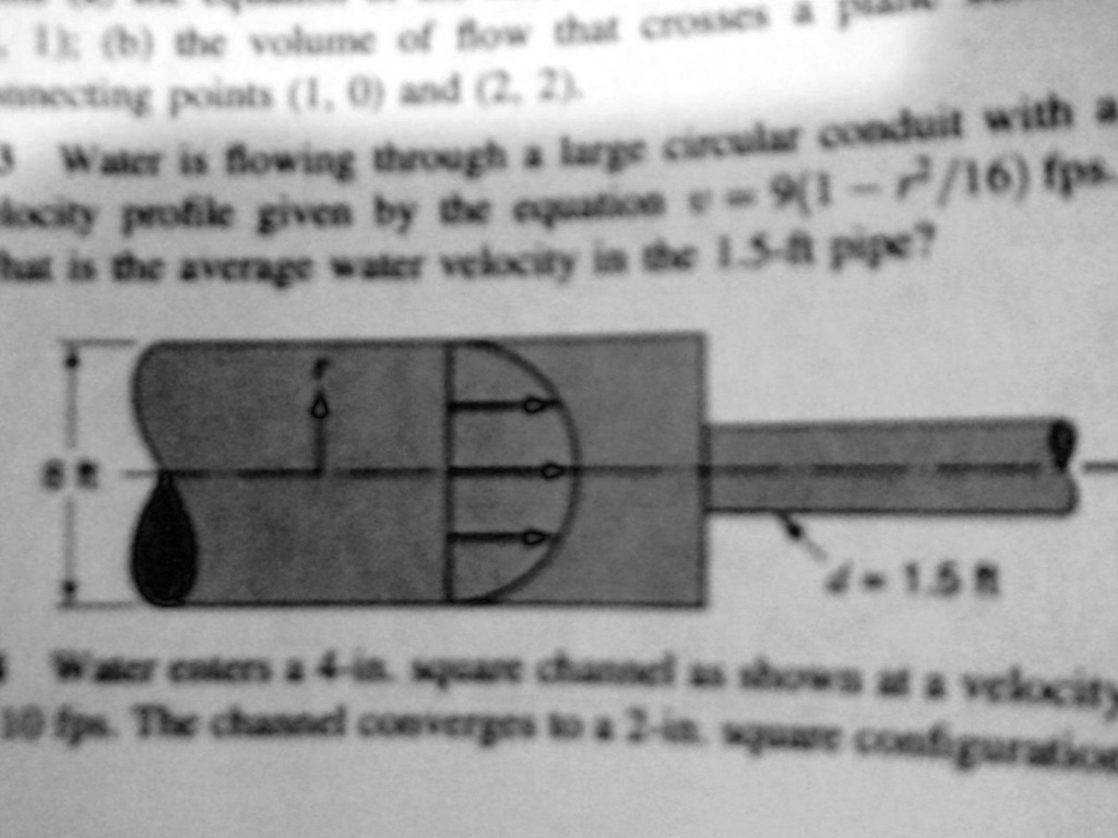 SOLVED: Water is flowing through a large circular conduit with a velocity profile given by the ...