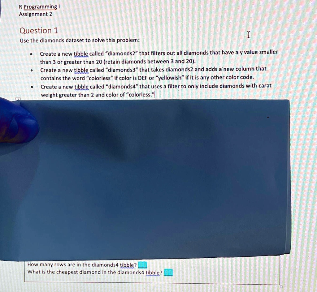 R Programming I Assignment 2 Question 1 Use The Diamonds Dataset To 7741