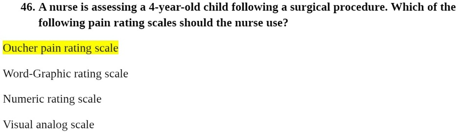 SOLVED: '46 A nurse is assessing a 4-year-old child following a ...