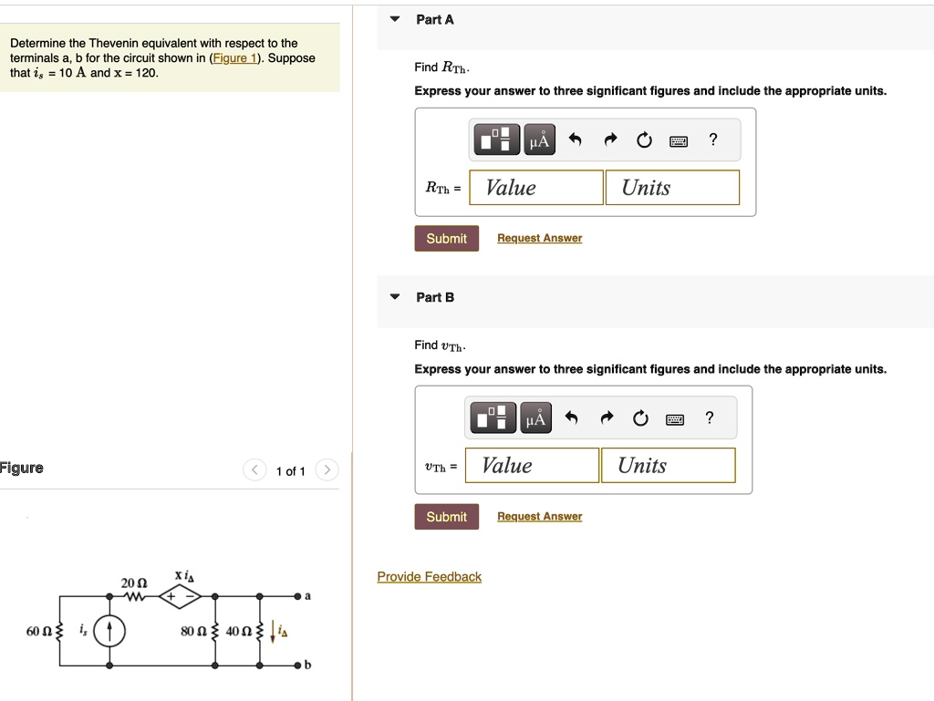 SOLVED: Texts: Part A Determine the Thevenin equivalent with respect to the terminals a, b for ...